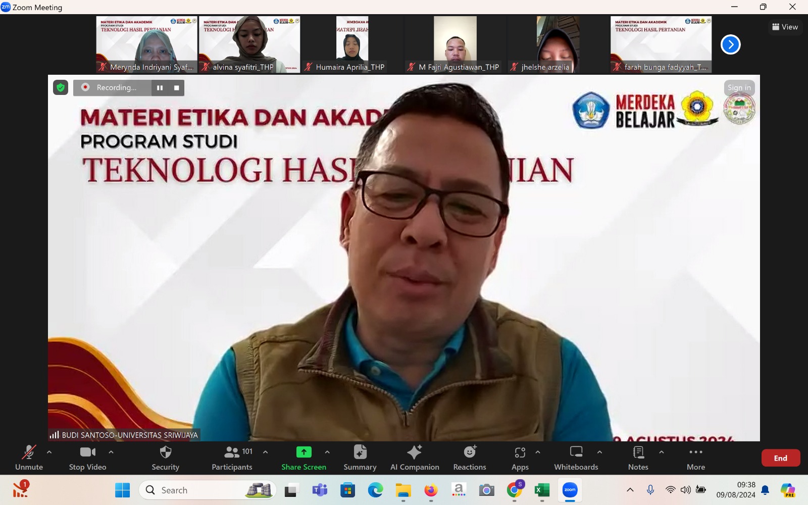 Prodi Teknologi Hasil Pertanian Gelar Kelas Etika dan Akademik bagi ...